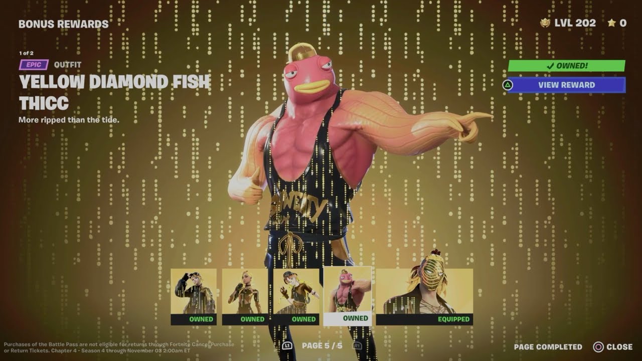 How to Unlock Yellow Diamond Fish Thicc Skin Style in Fortnite | Battle ...