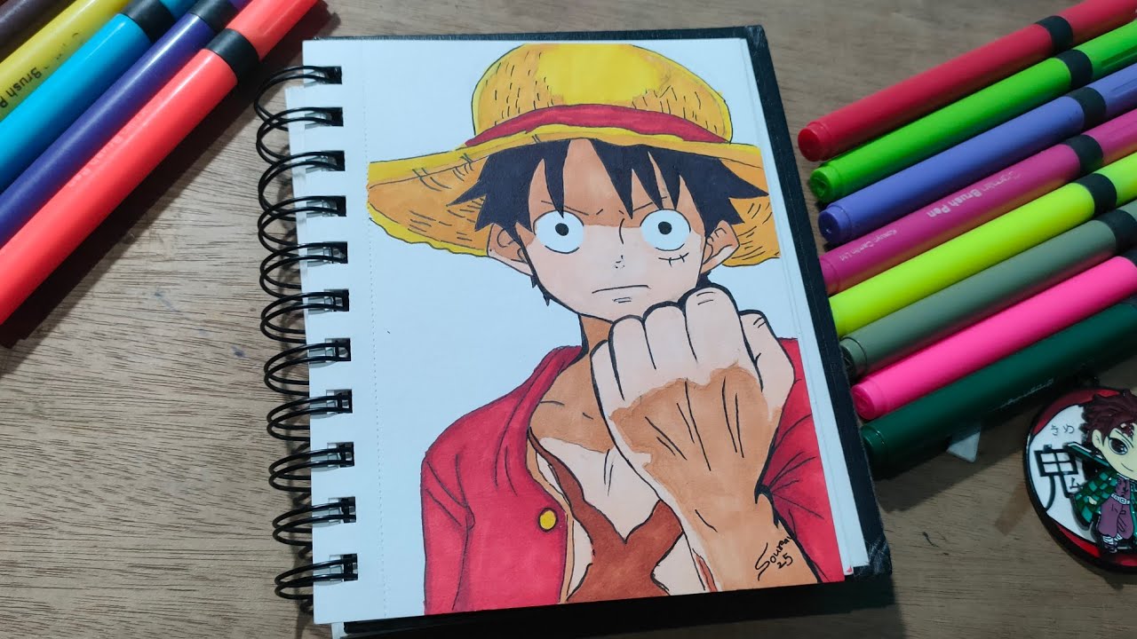 How to draw monkey d Luffy with ohuhu alcohol marker ll #luffy # ...