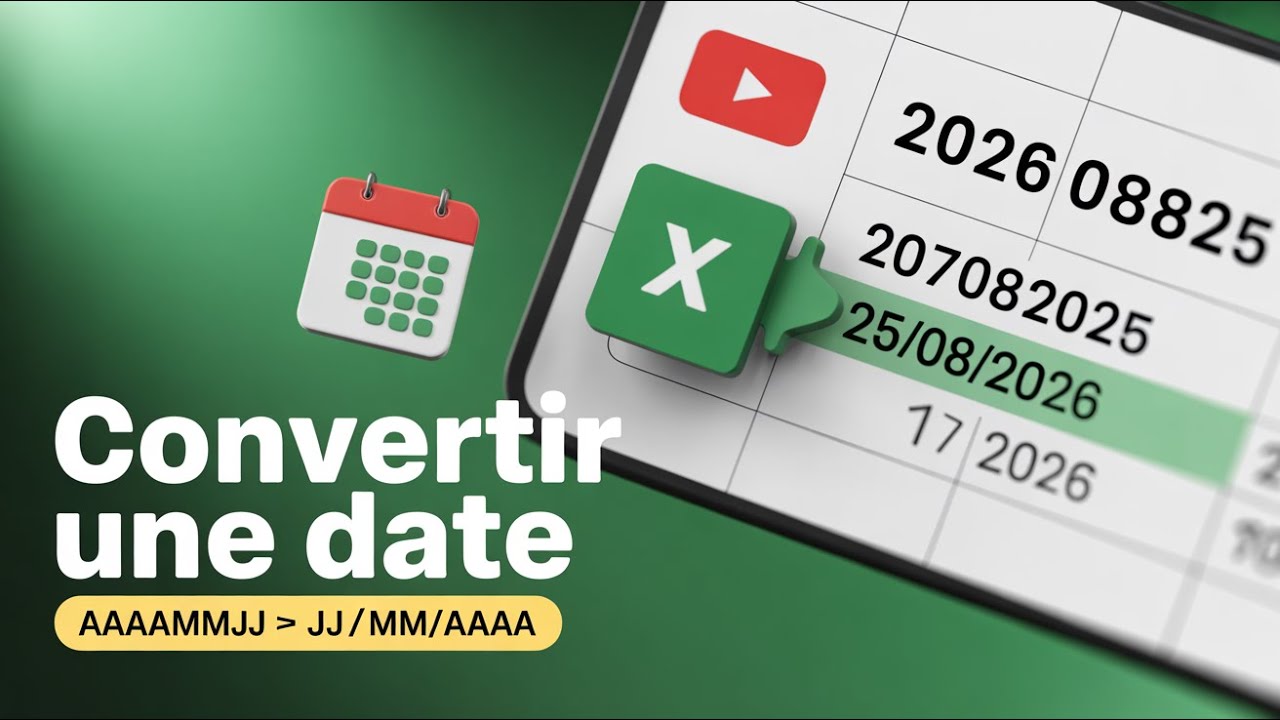 🔄 Convertir une DATE AAAAMMJJ en JJ/MM/AAAA dans Excel 📅⚡ - YouTube