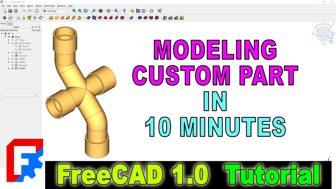 Freecad 1 0 Tutorial 7 3d Modeling Tutorial Freecad For Beginners Freecadtutorial Freecad