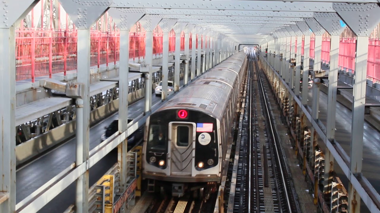 MTA BMT J Train Crossing The Williamsburg Bridge In Brooklyn, New York ...