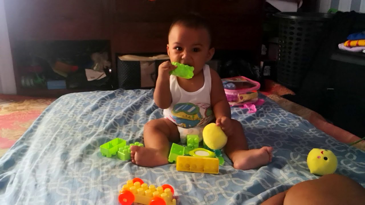 Baby LJ playing and listening to Alphabet Song Nursery Rhyme - YouTube