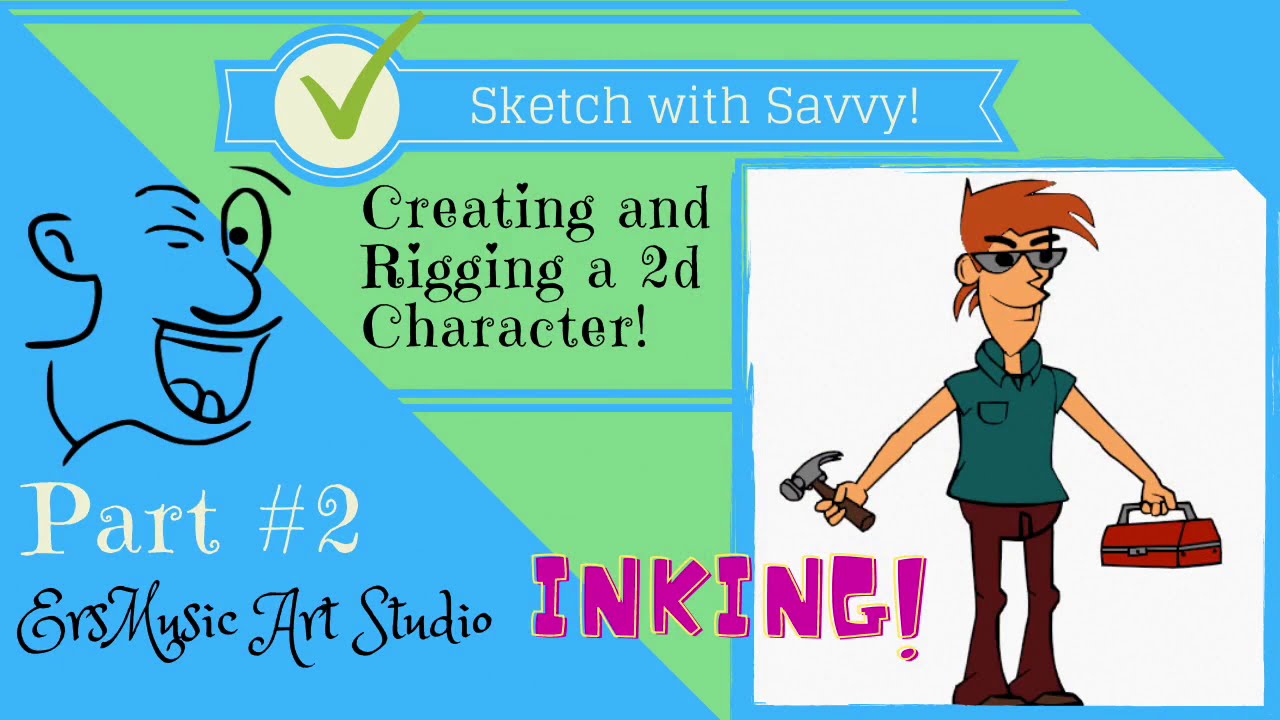 Blender Animation Tutorial - Rig a 2D Character! Part 2 (INKING in ...