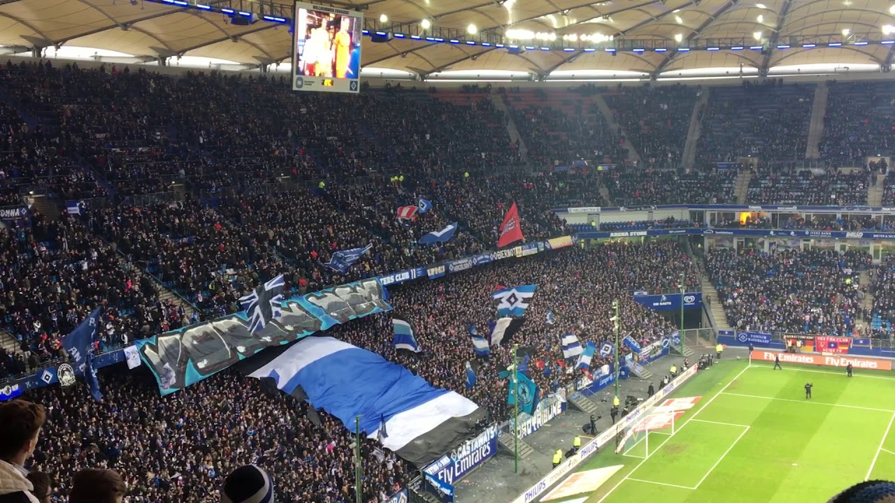 HSV gg. Bayer Leverkusen Choreo „VORAN HSV“ Nordtribüne Ultras - YouTube