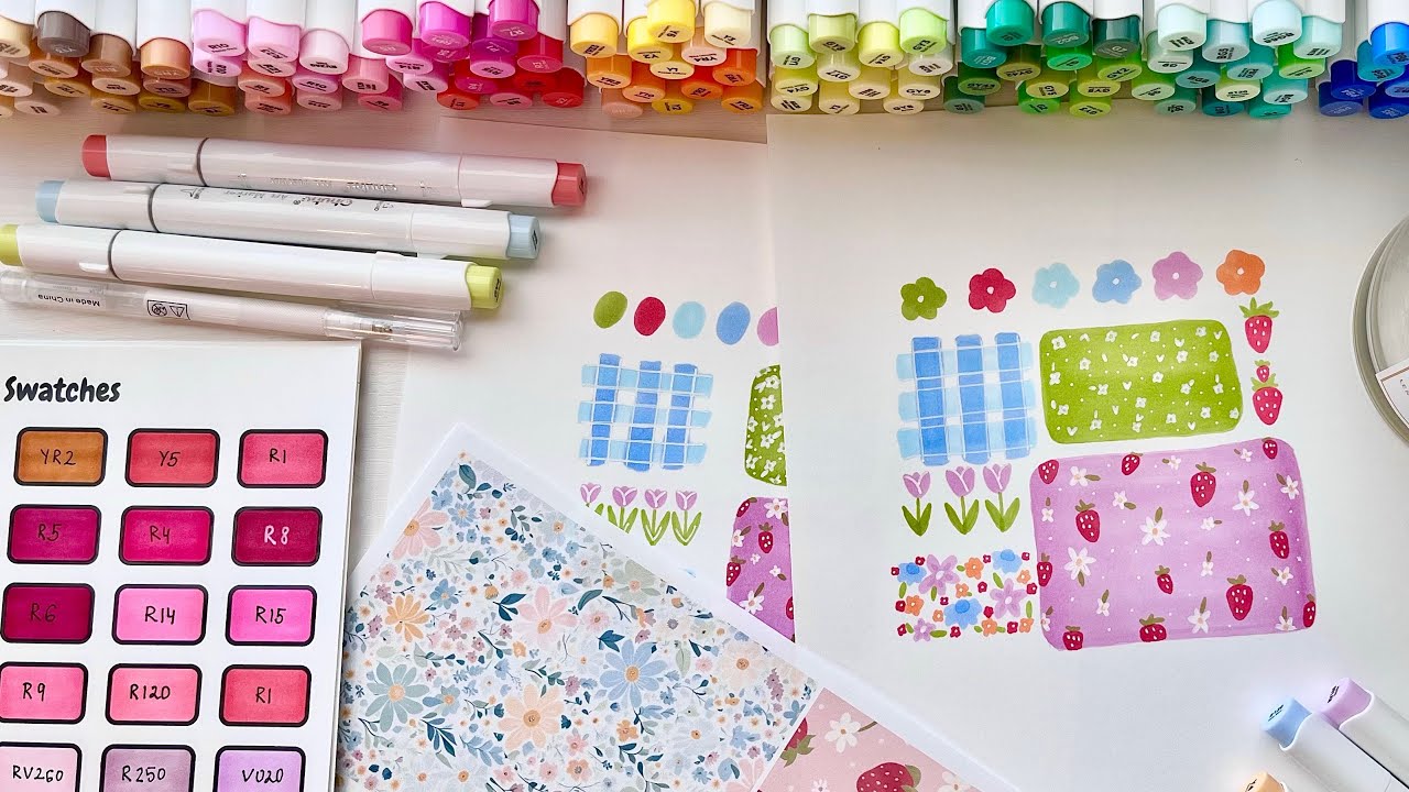 Having Fun with Ohuhu Markers | Spring Ideas Tutorial for Beginners 🌼💐🍓 ...