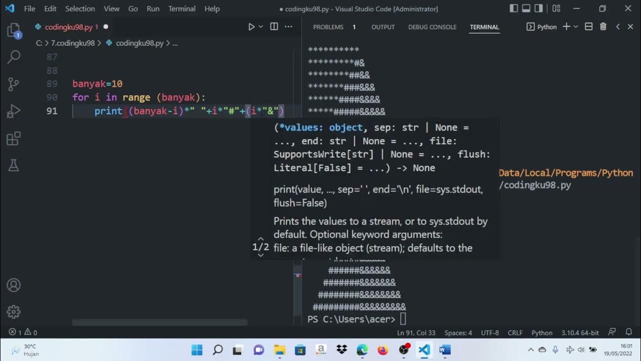 Program python Membuat Segitiga Piramid dengan inputan #programpython #belajarpython #python ...