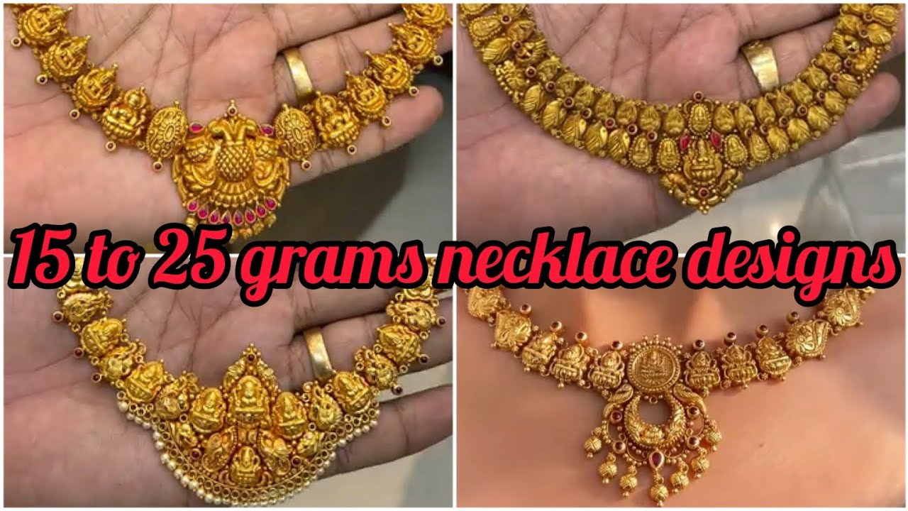15 to 25 grams gold necklace designs/ Beautiful gold short necklace ...