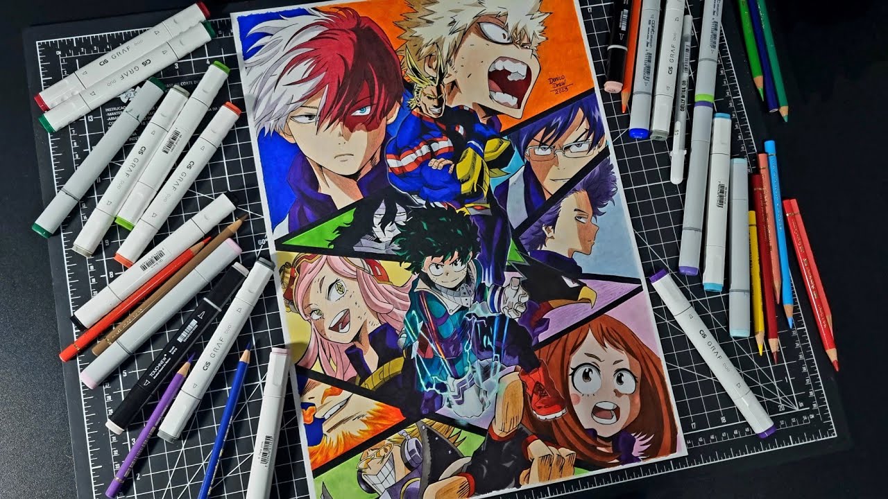 Drawing Izuku Midoriya e Pesornagens de Boku no Hero Academia - YouTube