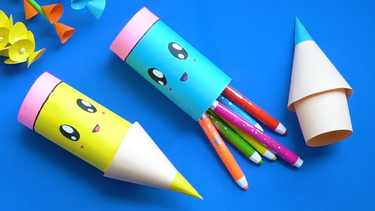 How to make a paper pencil box || DIY paper pencil box idea || Paper ...