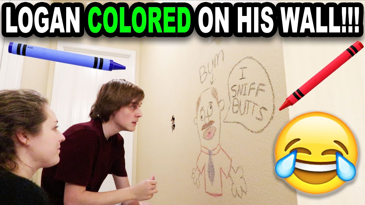 LOGAN COLORED ON HIS WALL!!! - YouTube
