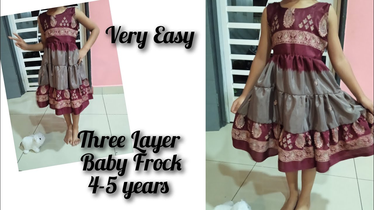 Three Layer Baby Frock Cutting & Stitching / DIY /4-5 Years - YouTube