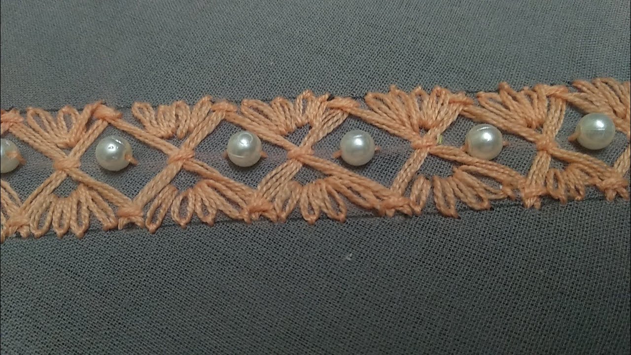 Unique pearl borderline hand embroidery design//kurti,kurtra's ...