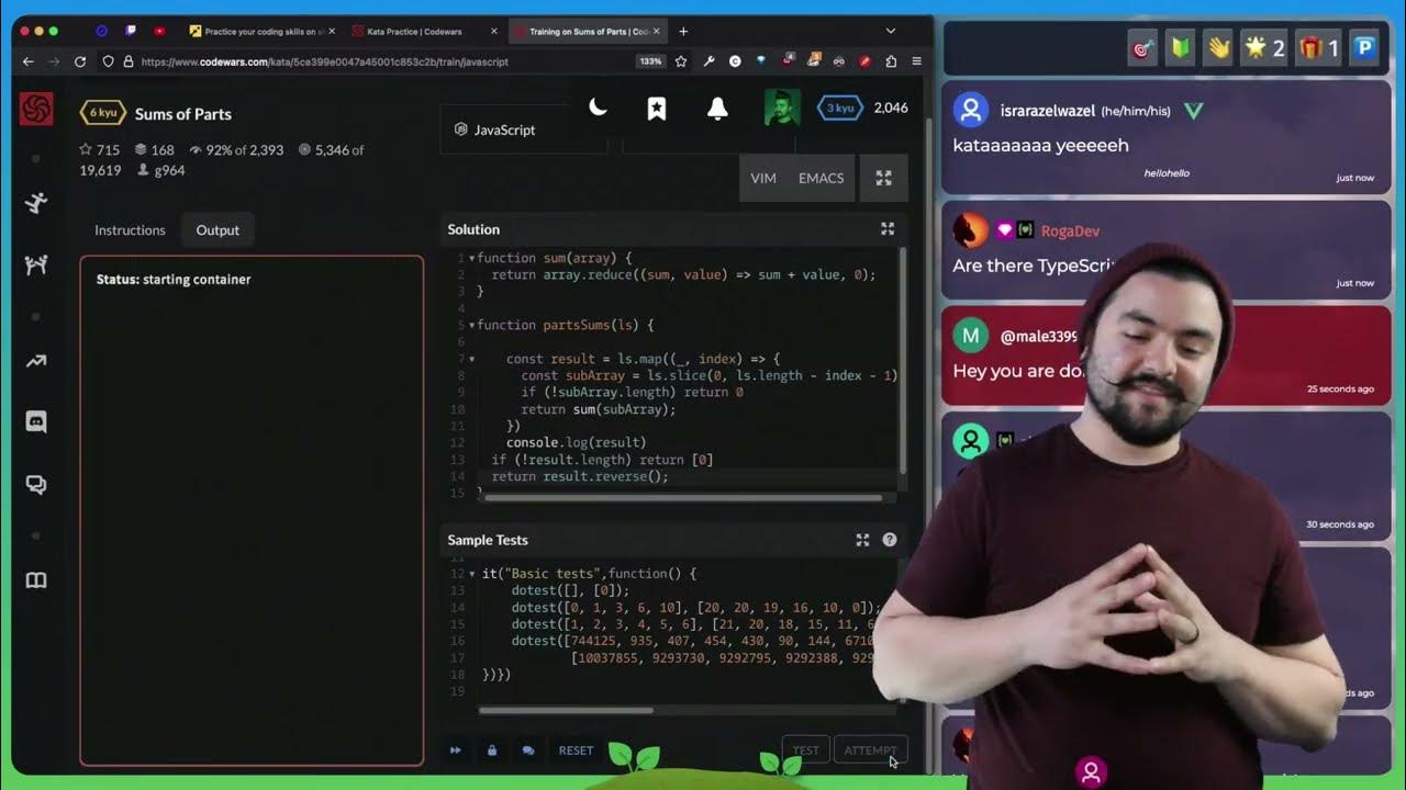 Playing Clash of Code with Viewers and Solving Code Wars Code Katas - YouTube