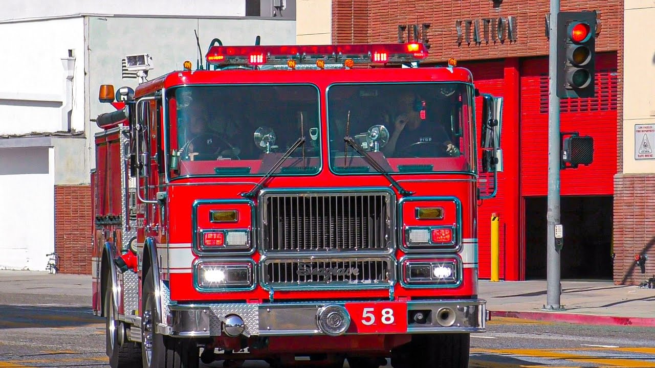 LAFD Engine 58 (reserve), Rescue 858, & Rescue 58 Responding - YouTube