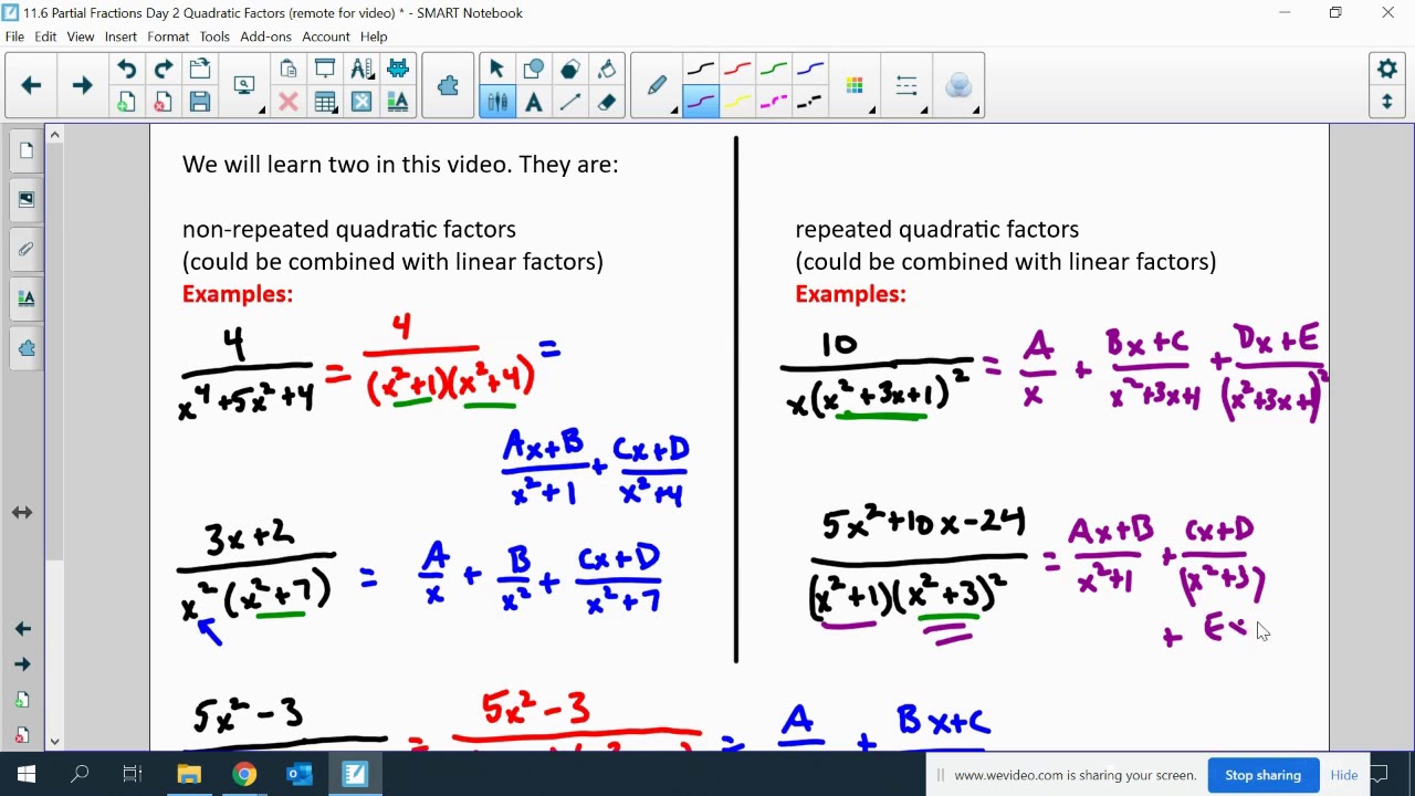 Quadratic Partial Fraction Decomposition - YouTube