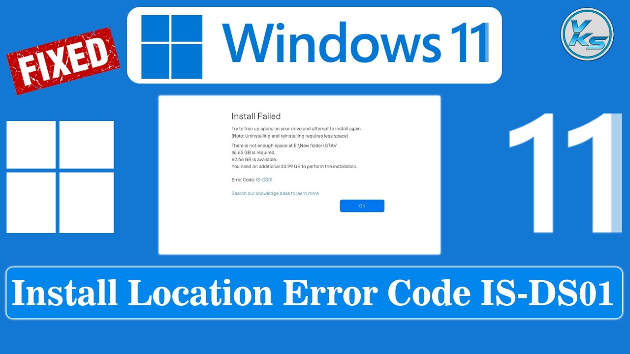 How To Fix Install Failed Error Code IS-DS01 - YouTube