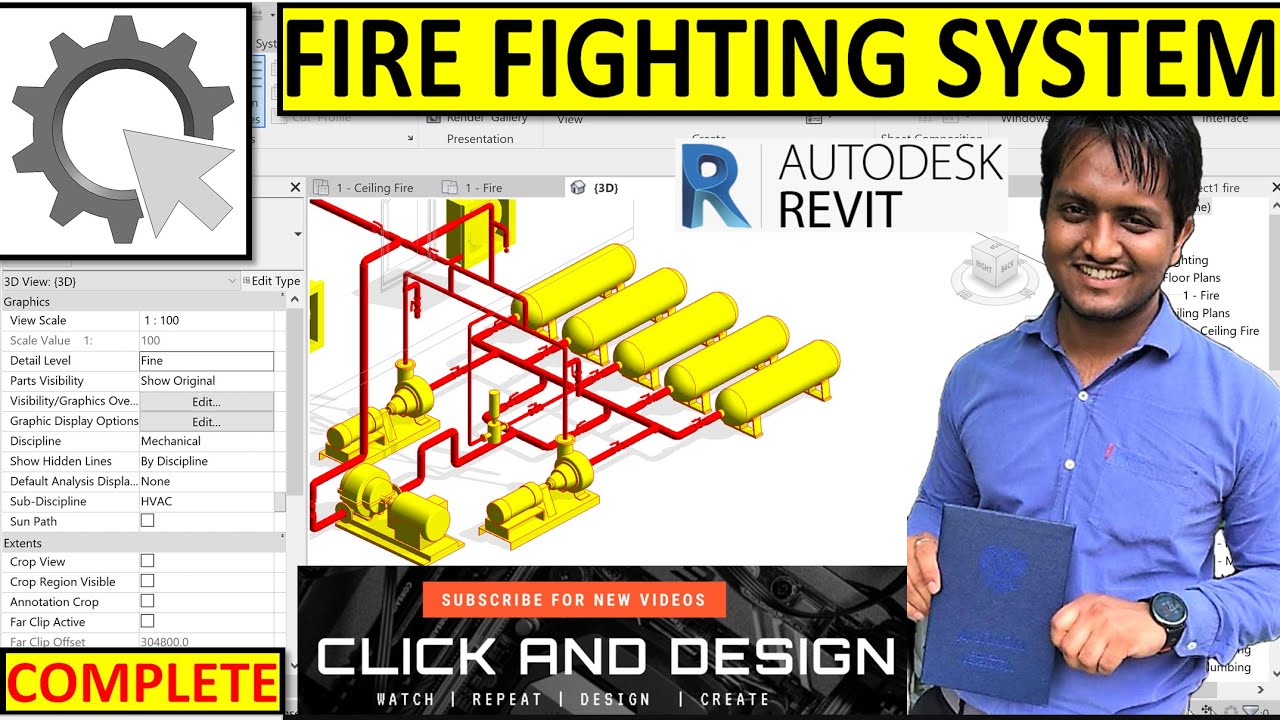 Fire Fighting System🔥🧯🚒🚿 | REVIT MEP💻 | Pump Room Creation🧯👷🏾| Step by ...