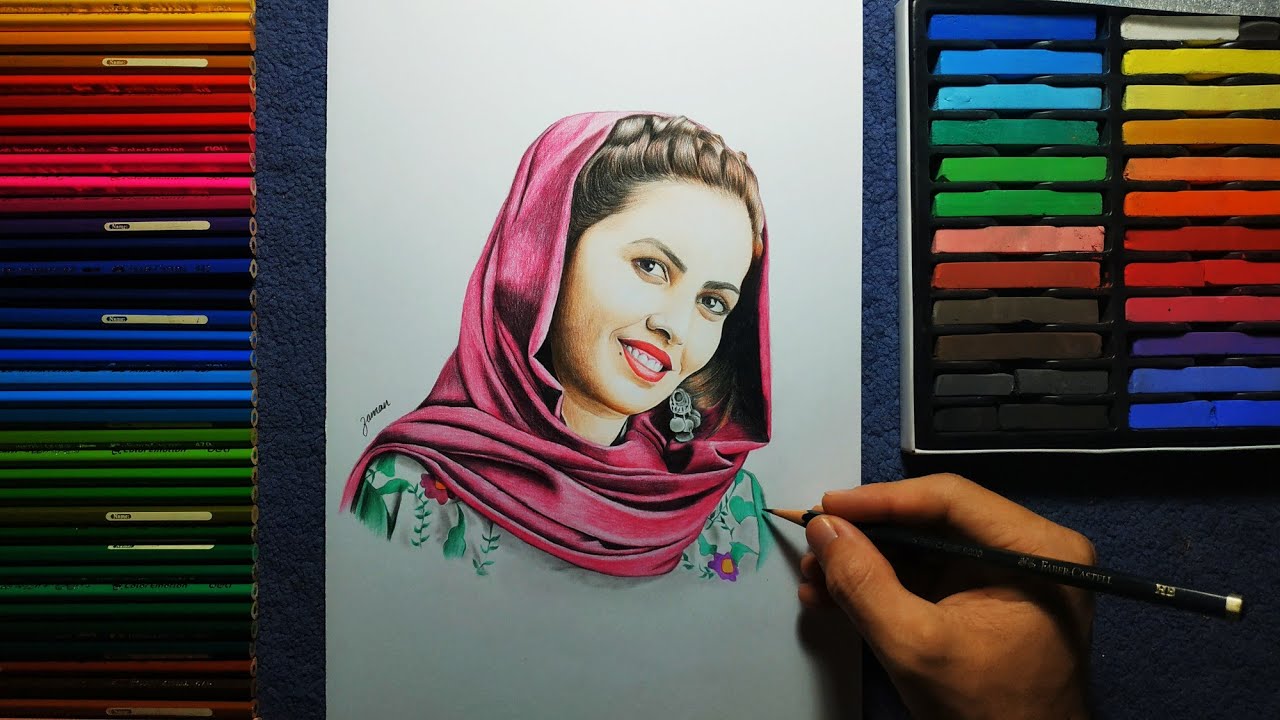 Drawing Of Maryam khorami | نقاشی مریم خرمی - YouTube