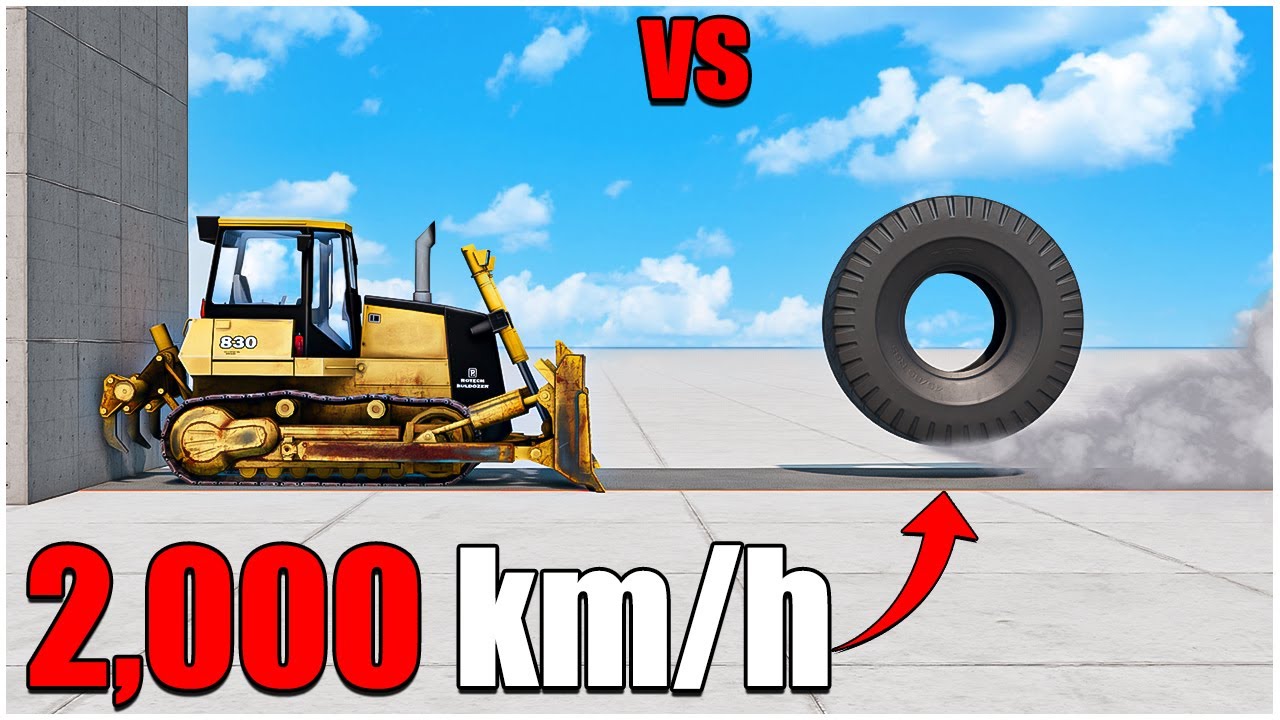 Beamng Drive | Angry Tire VS Dozer 2.000 km/h | #cars crash test | car ...