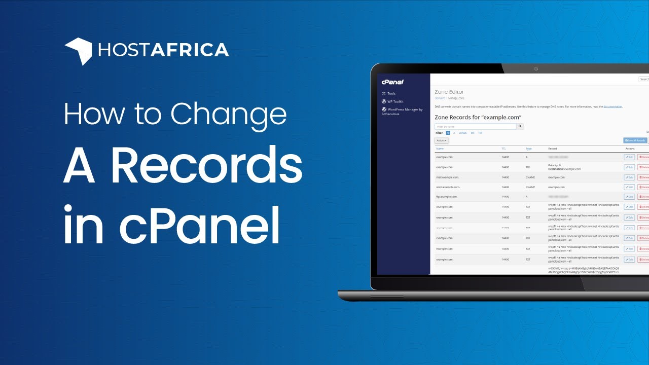 How to Change the A Zone Record for Your Domain in cPanel - YouTube