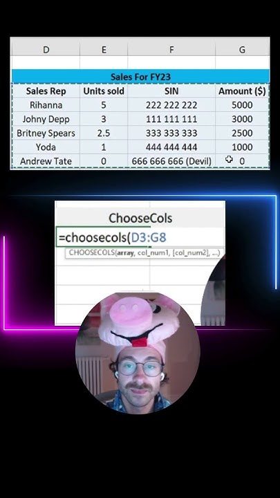 Excel CHOOSECOLS formula 📊 Select Specific Columns From a Dataset - YouTube