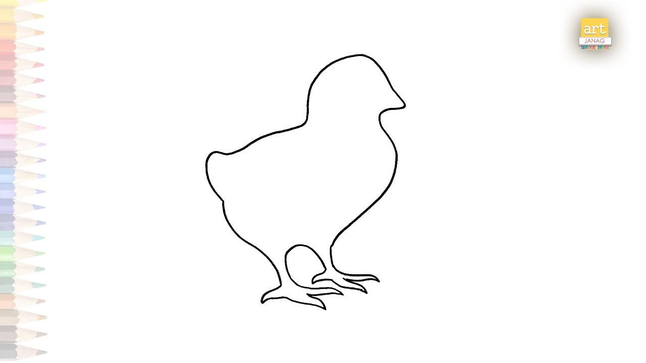 Chick drawing template | Outline drawings | How to draw A Chick step by ...