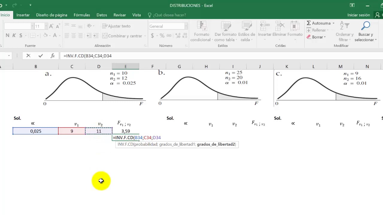 Distribución F en Excel. - YouTube