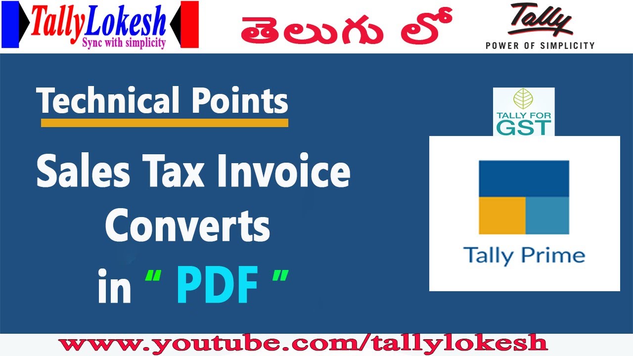 How to Export Sales Invoice in PDF in Tally Prime Telugu -By Lokesh ...