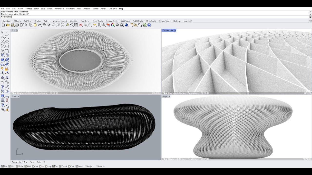 "Curvature Stadium Modeling" Short-cut Easy Steps of Rhino Organic 3D Modeling Tutorial EP - 13 ...