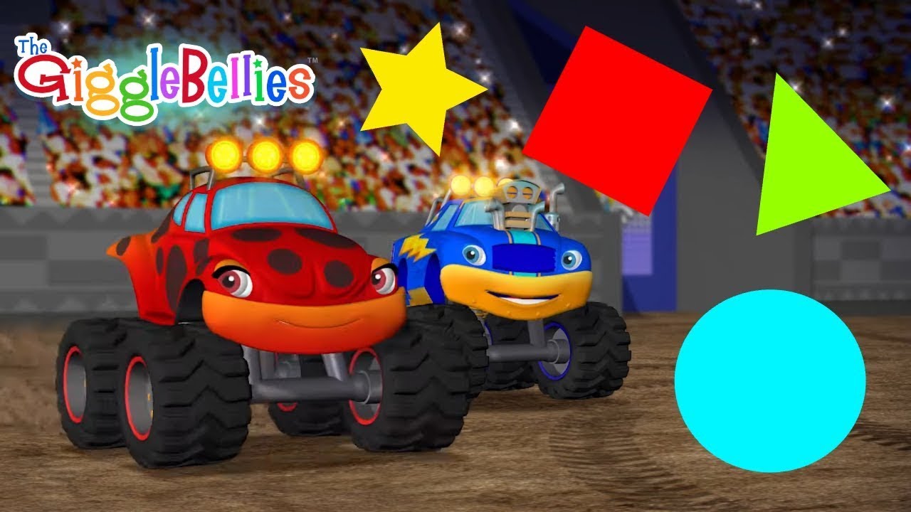 Learn 2D and 3D Shapes with Monster Trucks | Nursery Rhymes ...
