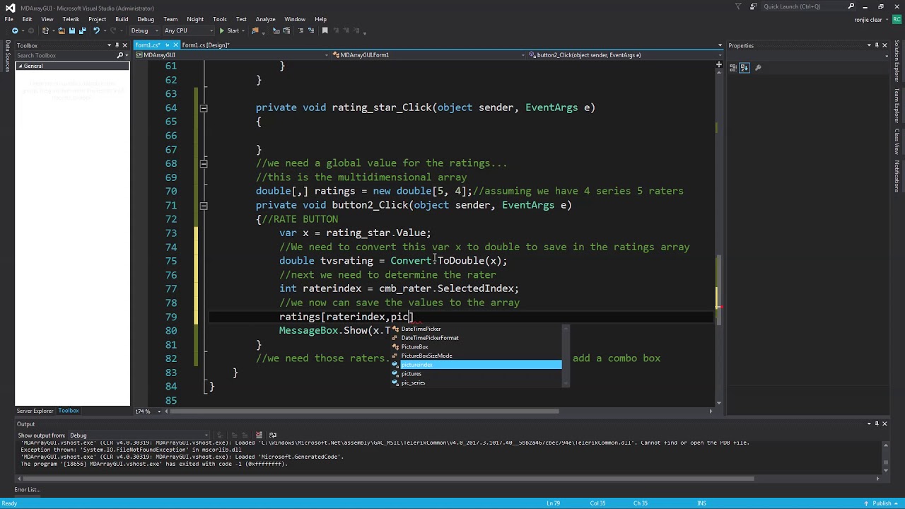 C# Multi-dimensional Array w/ GUI - Part 2 - YouTube