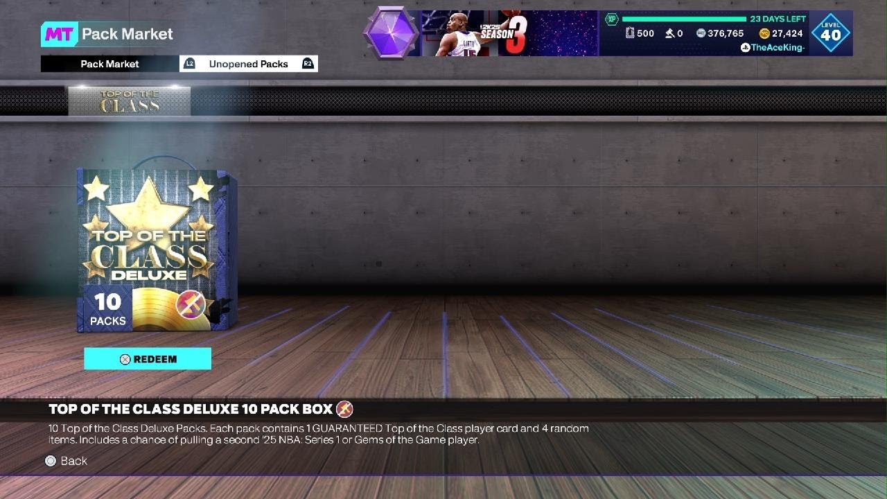NBA 2K25 MyTeam Opening Free Top Of The Class 10 Pack Deluxe Box From ...