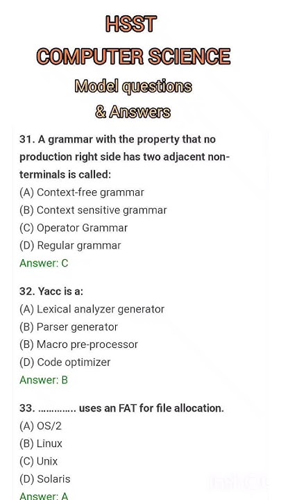 HSST COMPUTER SCIENCE | Model questions and answers | Part 3 | #psc #hsst #computerscience - YouTube