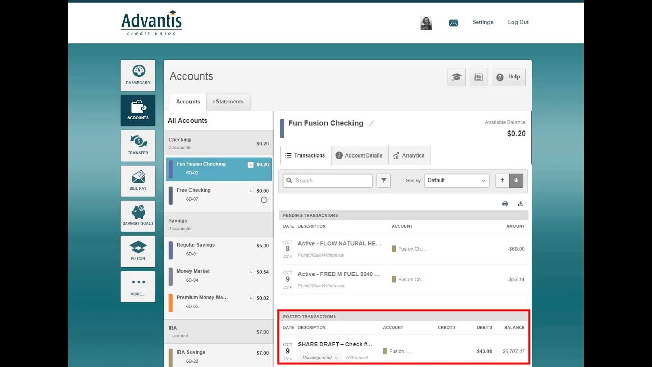 Online Banking | Accounts Widget | Advantis Credit Union - YouTube