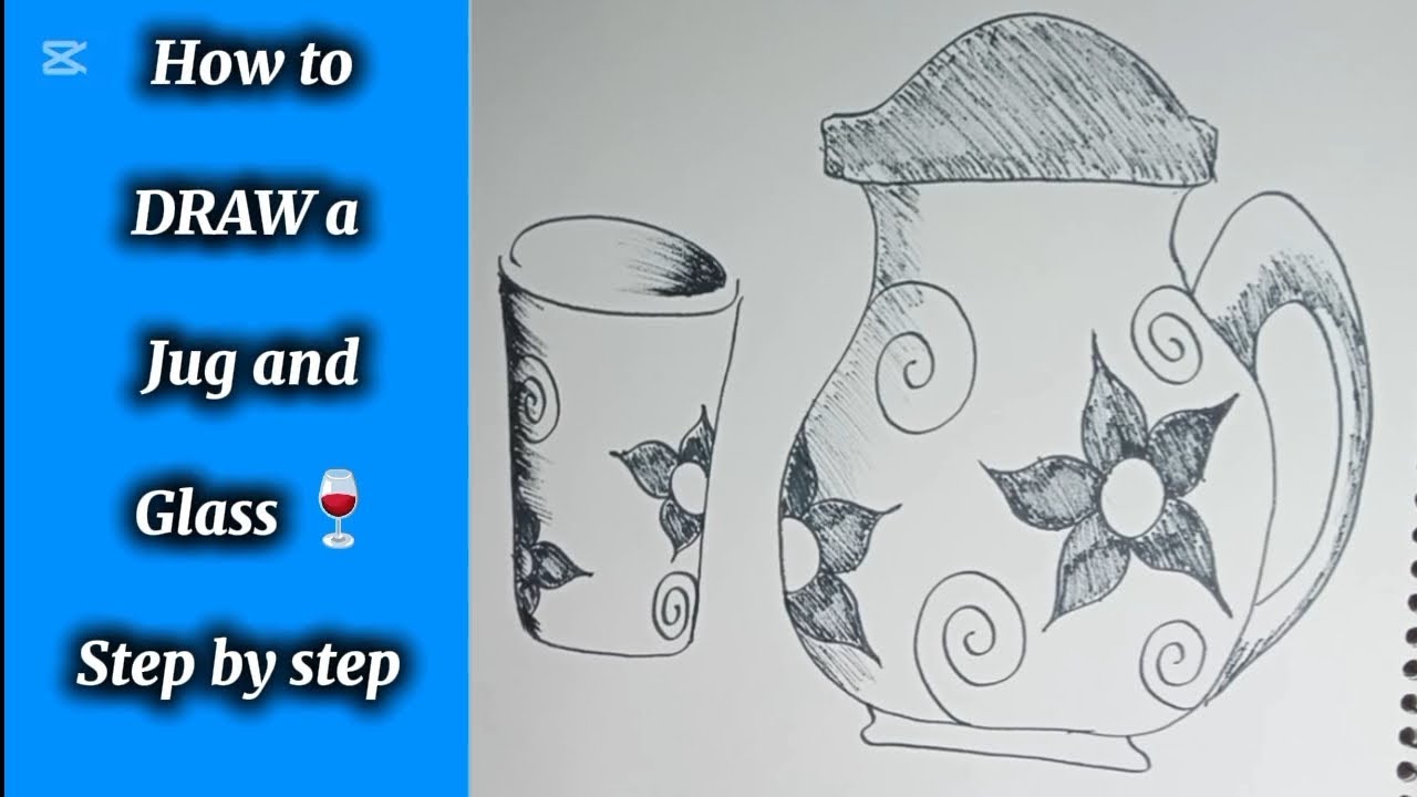 How to draw a jug and glass 🍷 step by step (very easy) || Art draw by ...