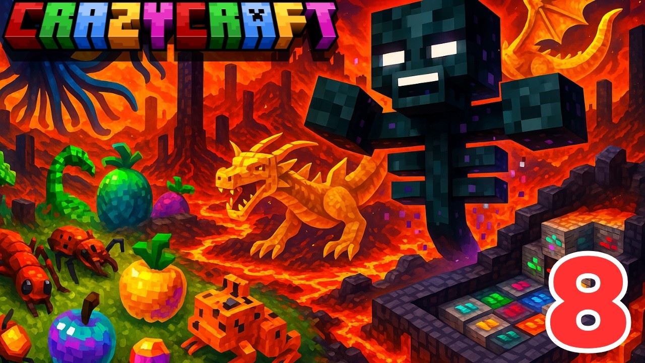 Crazy Craft Ep. 8 – Wither Boss Fight with OP Weapons & Chaos! - YouTube