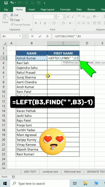 How to pull first name ! Level up with Left & find function in Excel. #excel #shorts #ytshorts # ...