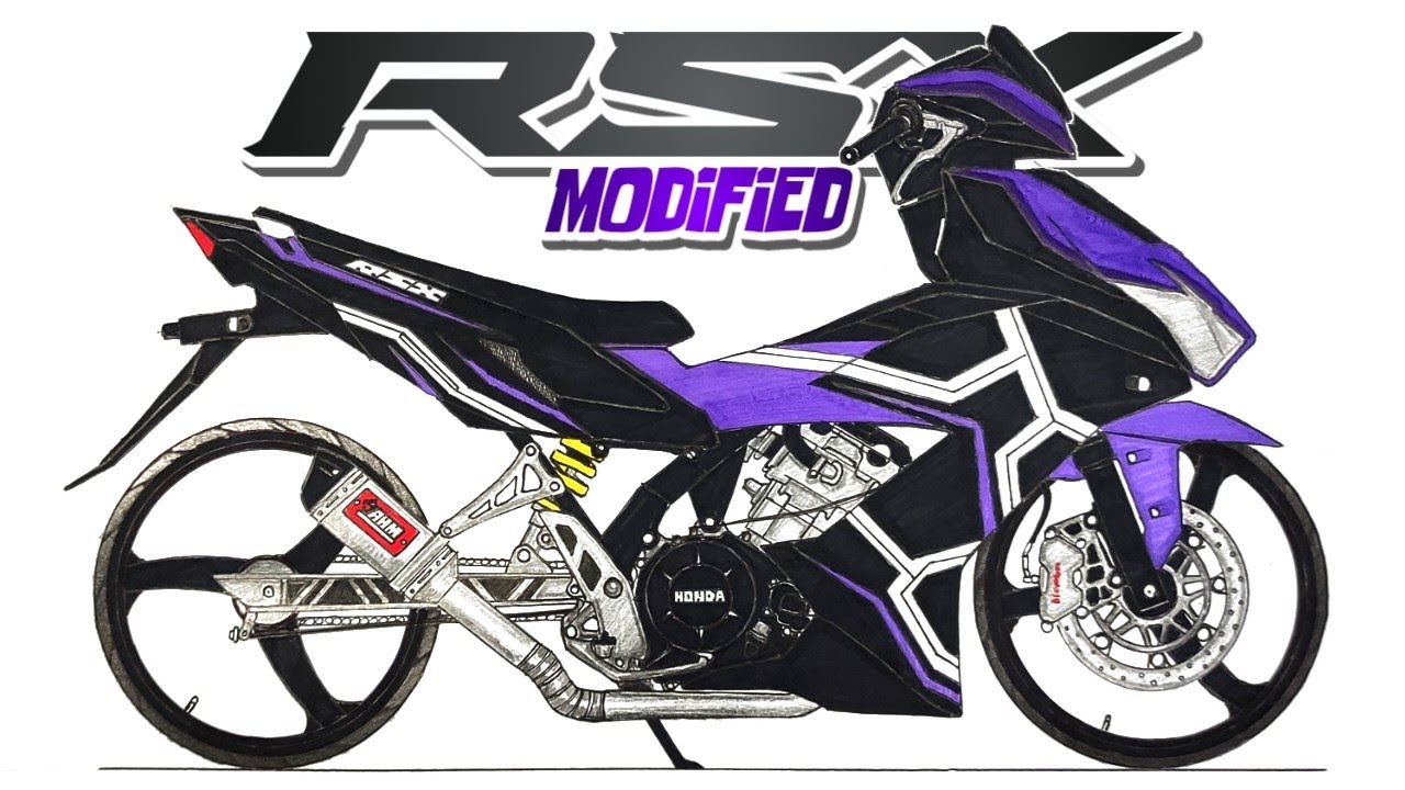 Lukis motor RSX Modified paling cantik || Cara lukis Honda RSX Modified ...