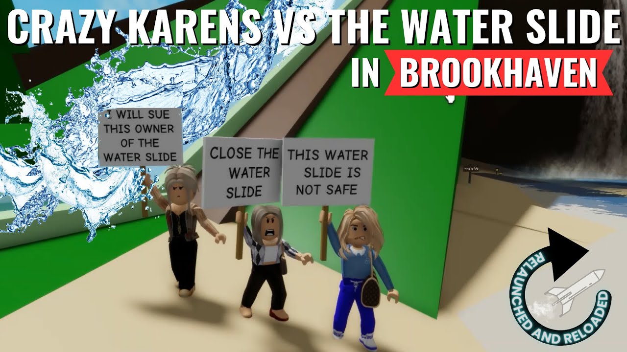 🌊 CRAZY KARENS VS THE BROOKHAVEN WATER SLIDE - YouTube