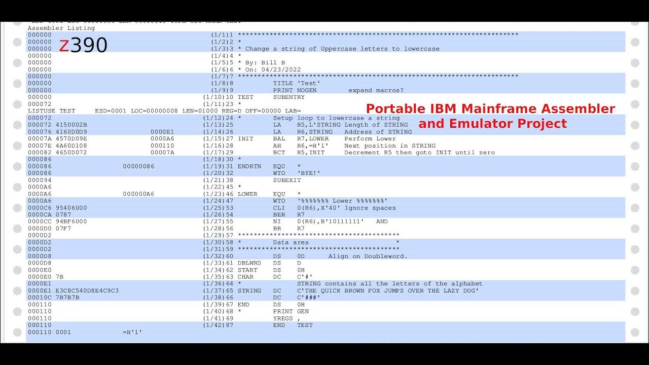 Z390 Portable Mainframe Assembler and Emulator - YouTube