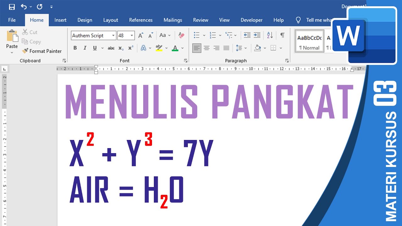 Cara menulis pangkat di word | WORD 3 - YouTube