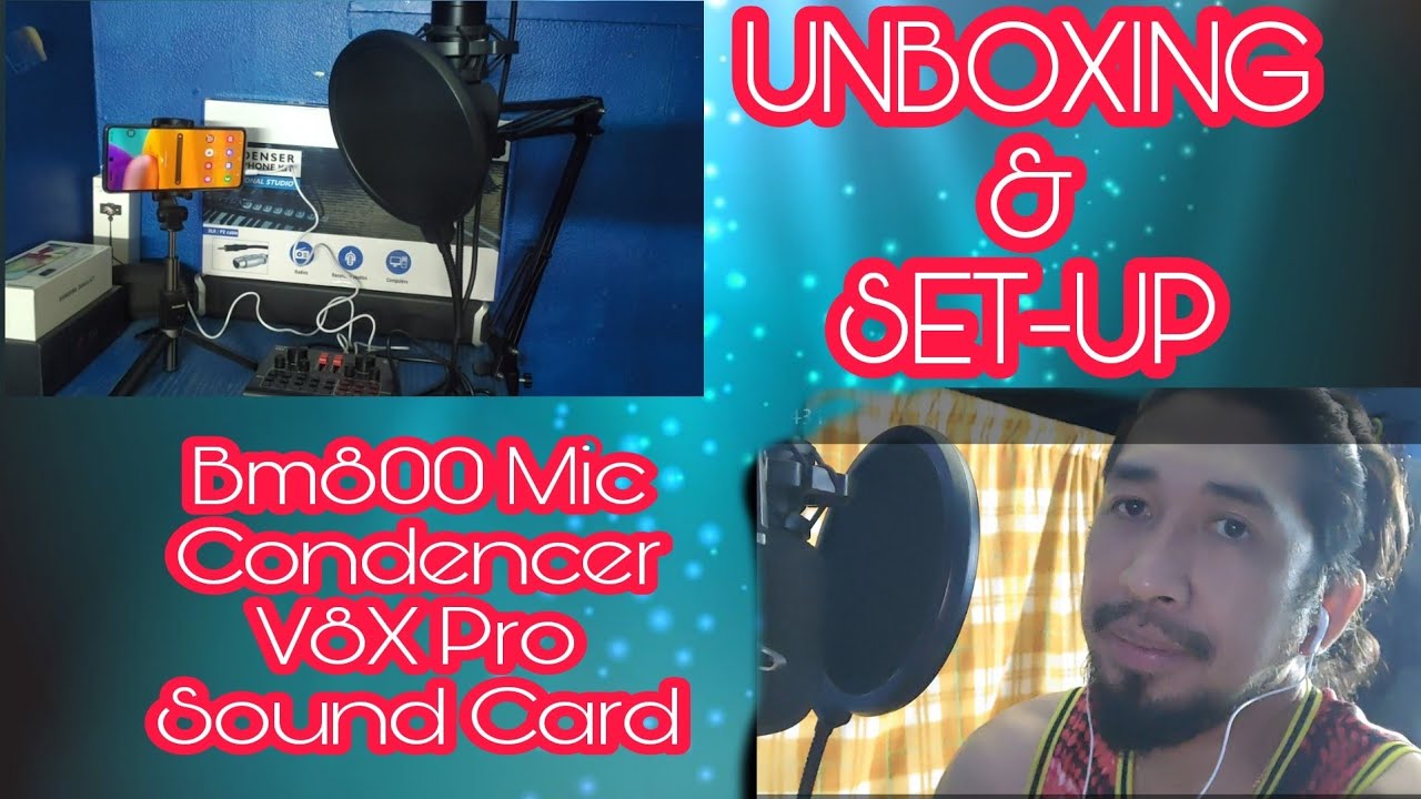 V8X PRO SOUNDCARD + CONDENSER MICROPHONE UNBOXING AND SET -UP - YouTube