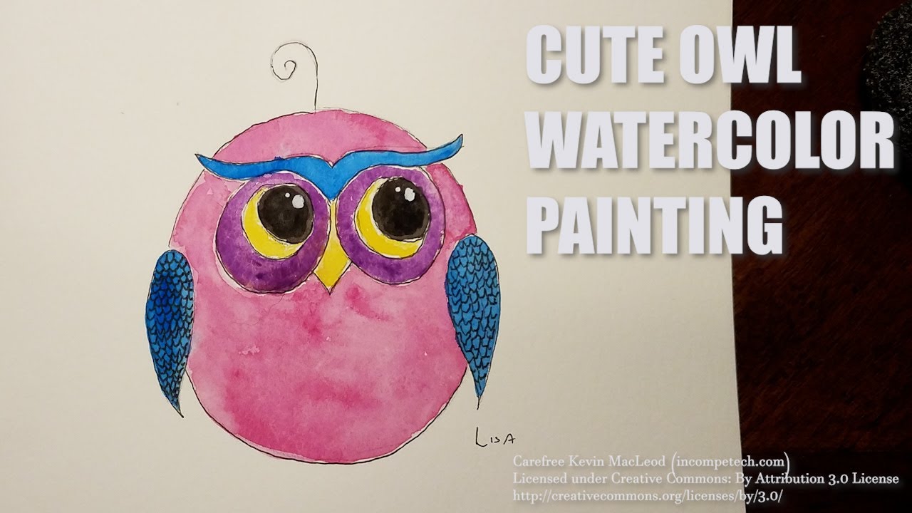 Cute Owl Watercolor Painting Step by Step Tutorial - YouTube