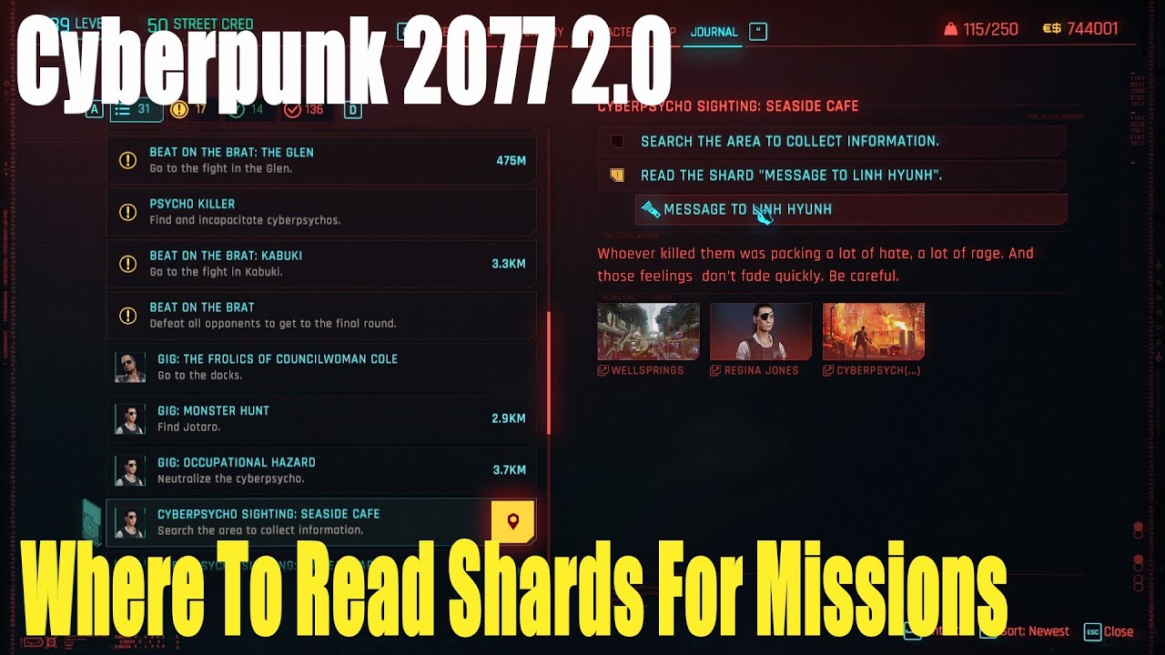 Cyberpunk 2077 2.0, Where To Read Shards For Missions - YouTube