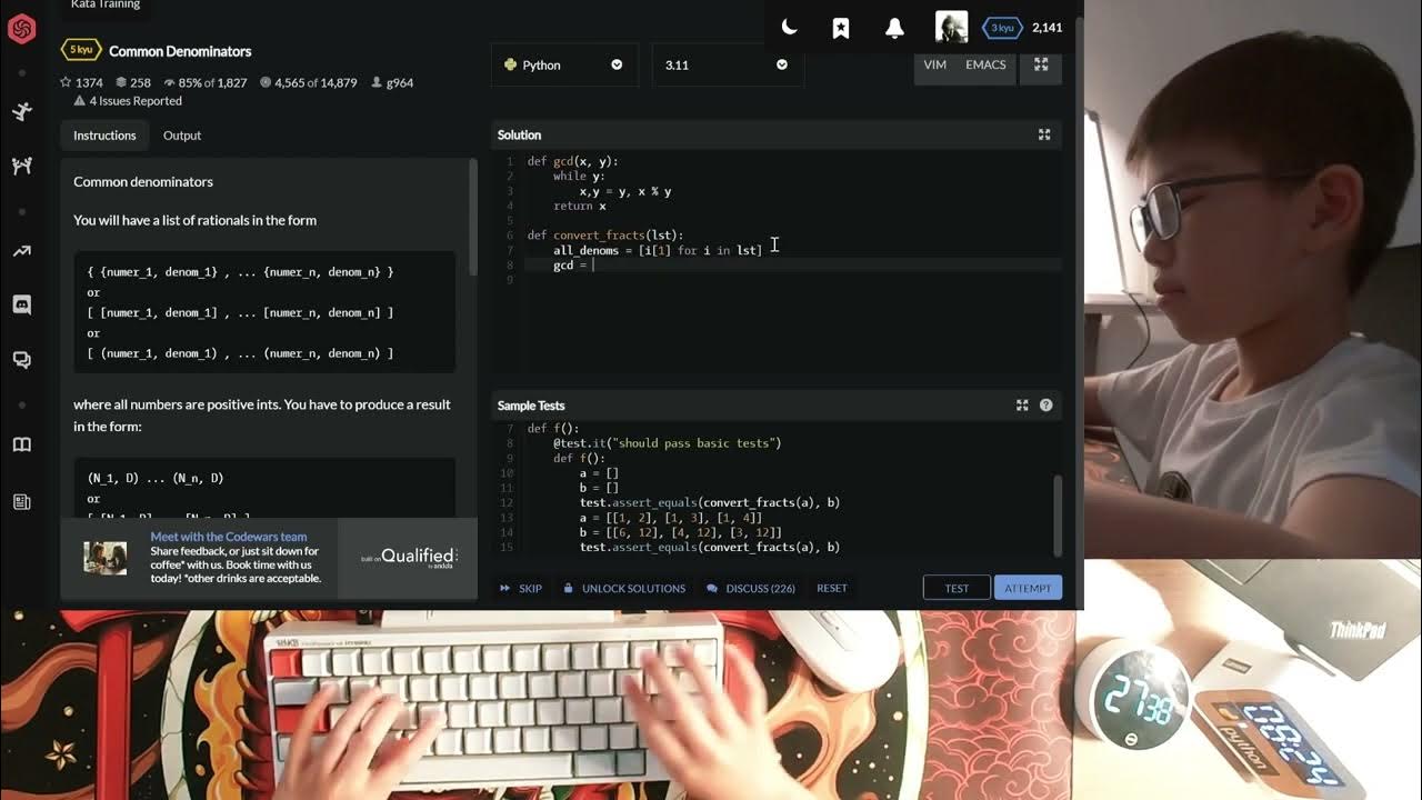 Codewars | Python | HHKB keyboard | 40 min real time | no talking | EP ...