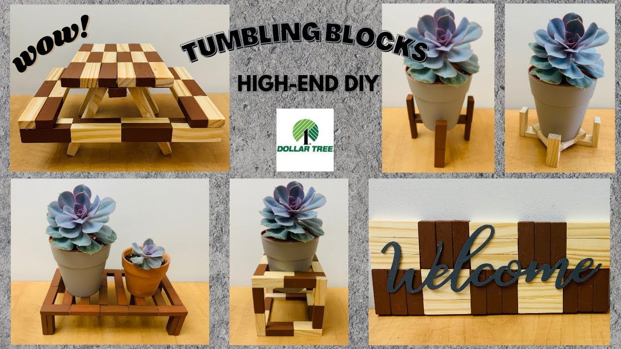 TUMBLING BLOCK HIGH-END DOLLAR TREE DIY - YouTube