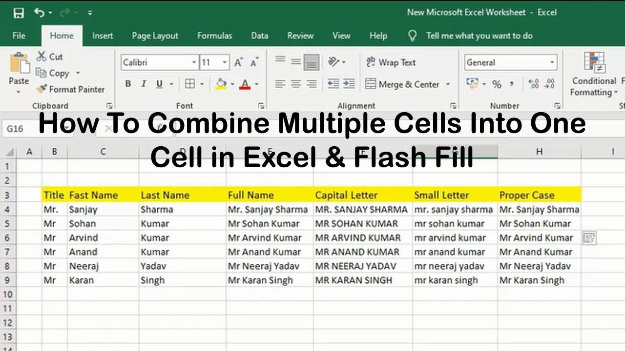 How To Combine Multiple Cells Into One Cell In Excel Flash Fill YouTube How To Combine Multiple Cells Into One Cell In Excel Flash Fill YouTube