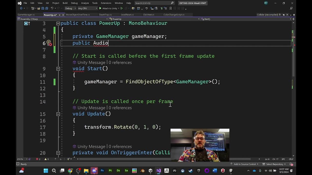 DET 260 - Game Engines - More C# Scripting in Unity - YouTube