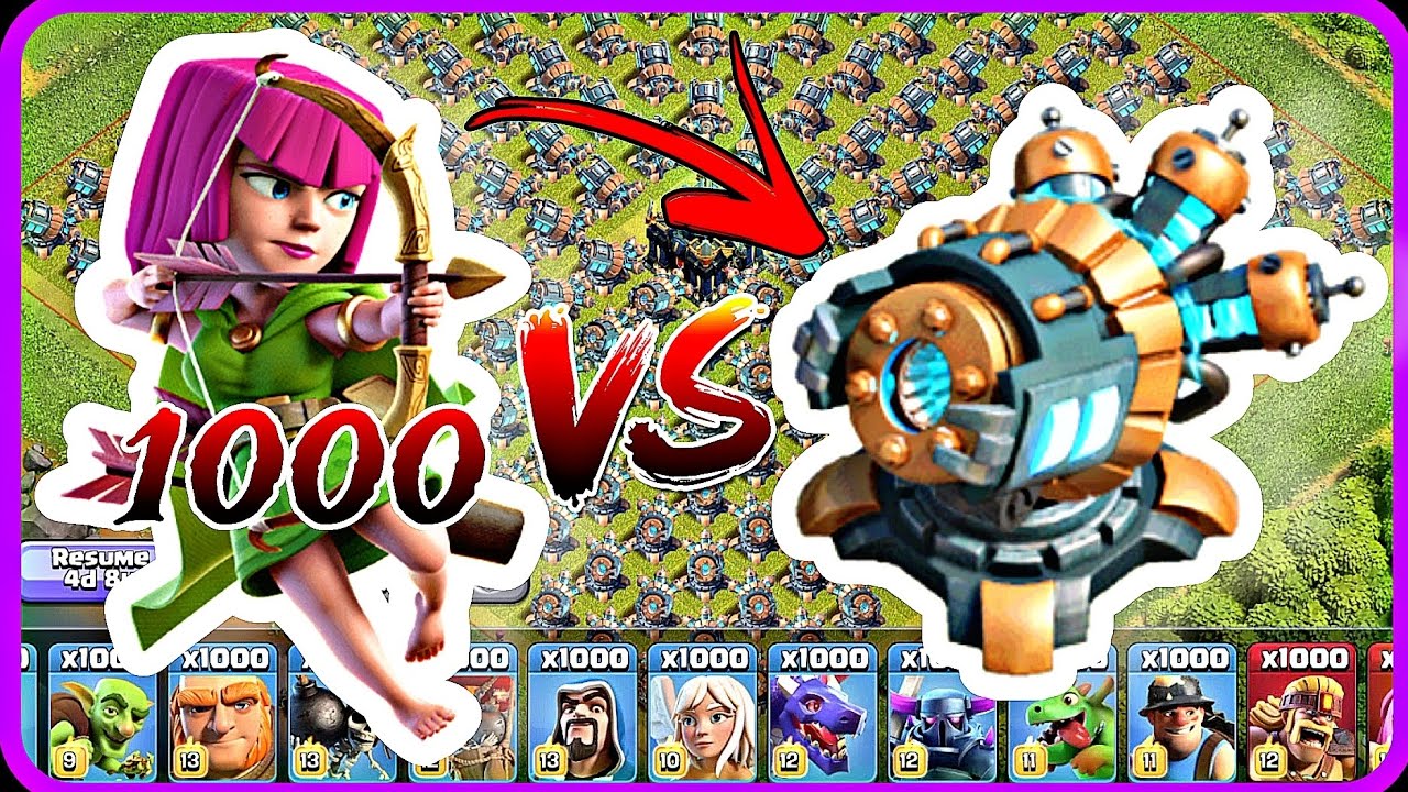 1000 Archers VS Shock Launcher Full Base Attack Townhall 17|#coc # ...