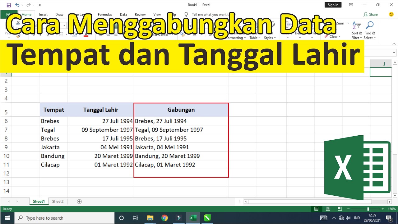 Cara Menggabungkan Tempat dan Tanggal Lahir di Excel - Eminence Solutions Cara Menggabungkan Tempat dan Tanggal Lahir di Excel - Eminence Solutions